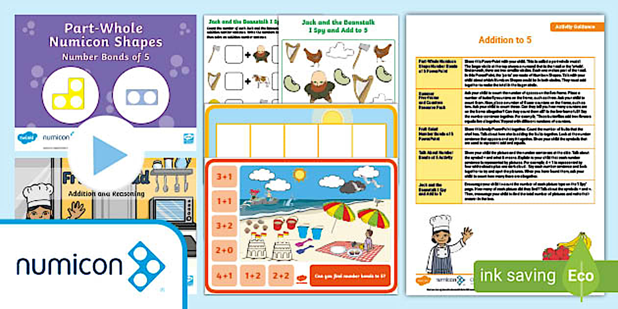 👉 Kindergarten School Closure Maths – Numicon Shape Addition to 5